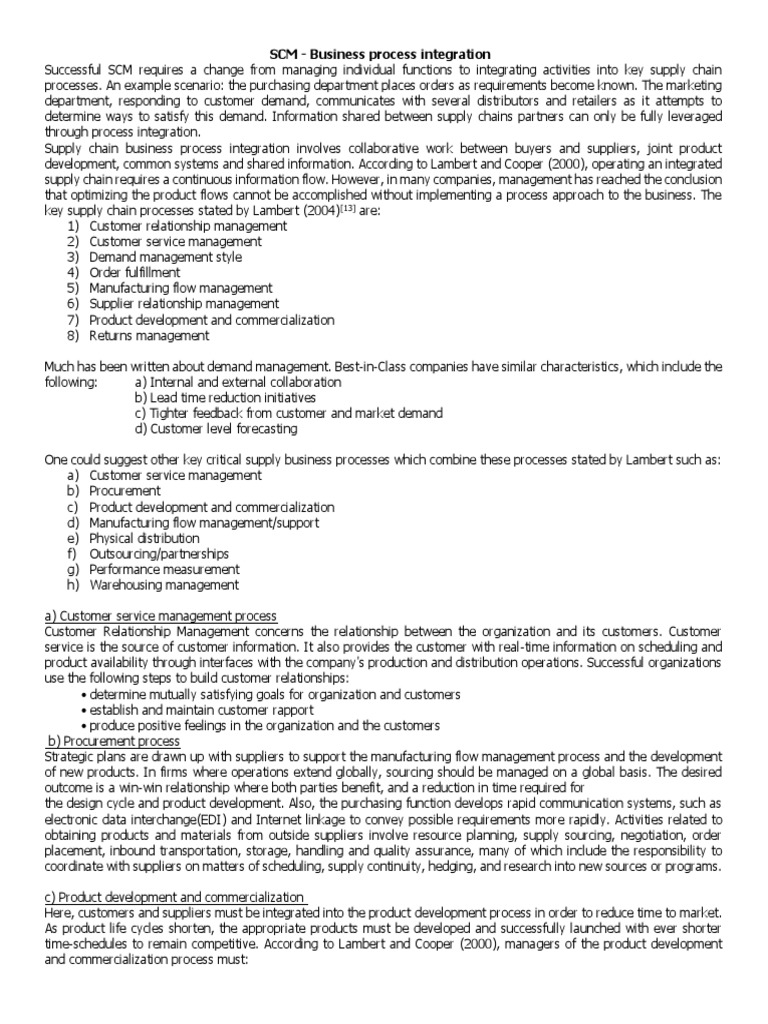 18.SCM - Business Process Integration | PDF | Logistics | Business Process