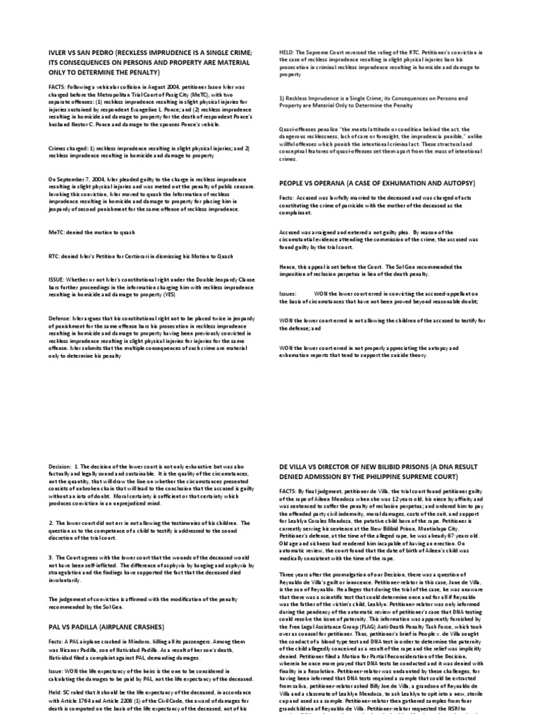 Forensic Medicine Case Digests | PDF | Insanity Defense | Criminal Law