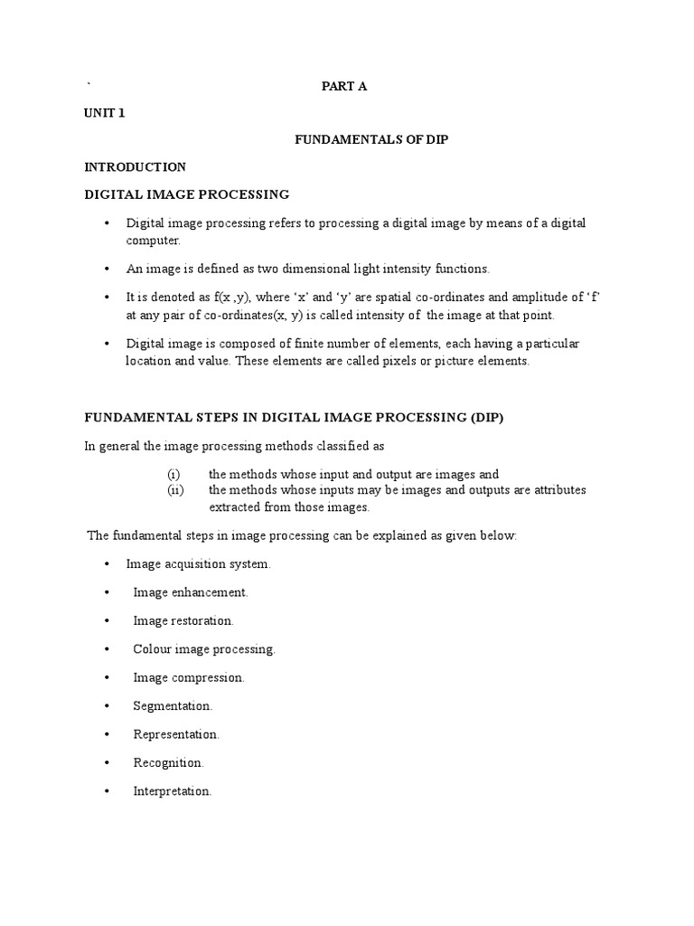 Digital Image Processing Notes | PDF | Fourier Transform | Rgb Color Model