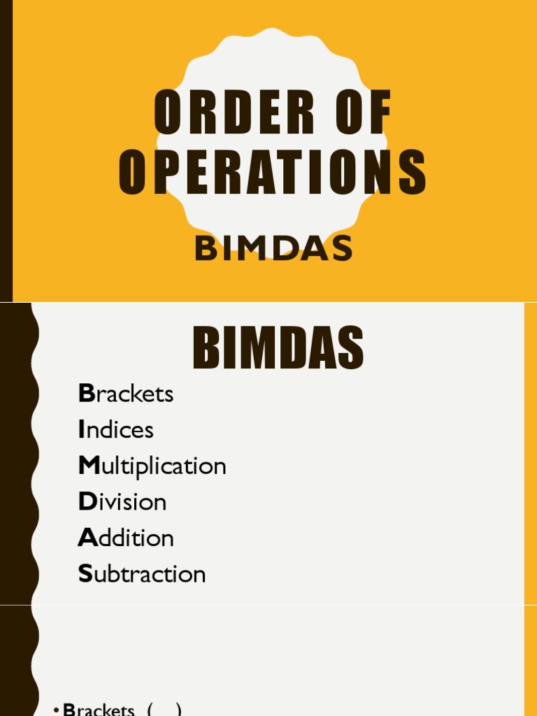 Order of Operations BIMDAS Year 6 Lesson 1 Slides | PDF