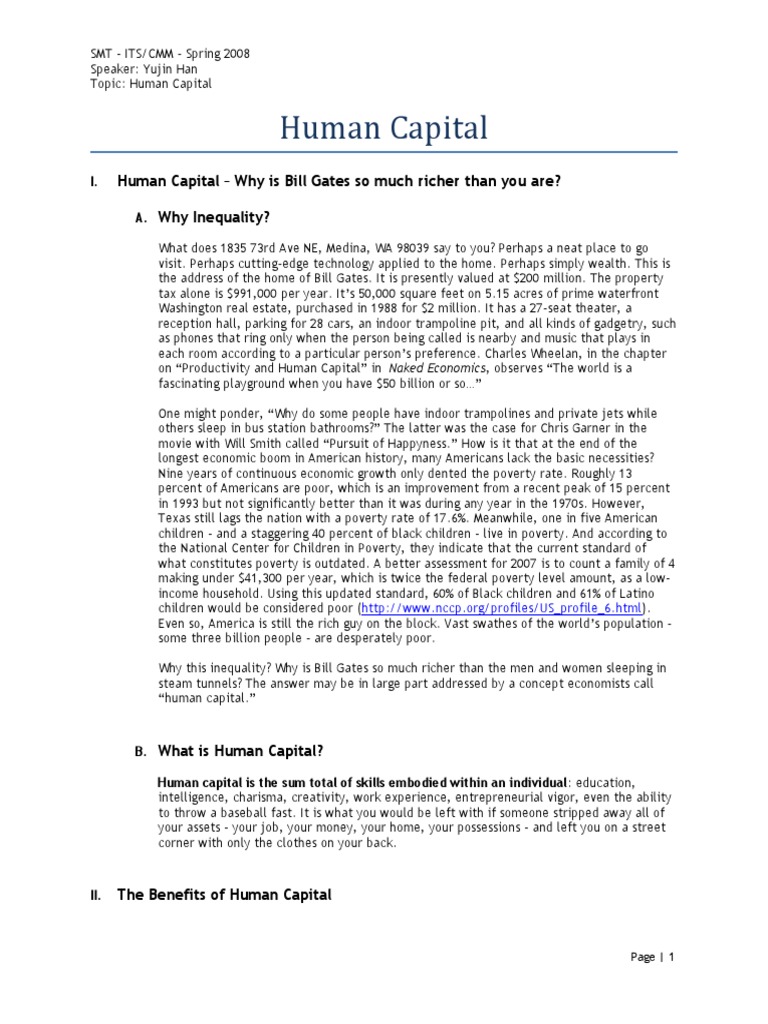 SMT ClassNotes ITS 12 Human Capital | PDF | Poverty | Poverty ...