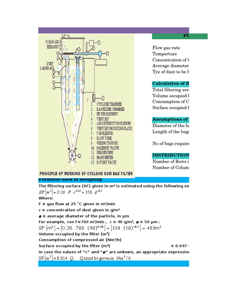 Bag Filter Calculation | PDF | Gases | Materials