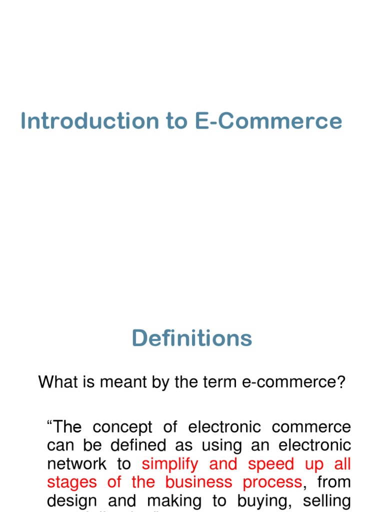 Introduction To E-Commerce | PDF | E Commerce | Financial Transaction