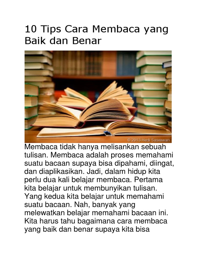 10 Tips Cara Membaca Yang Baik Dan Benar | PDF