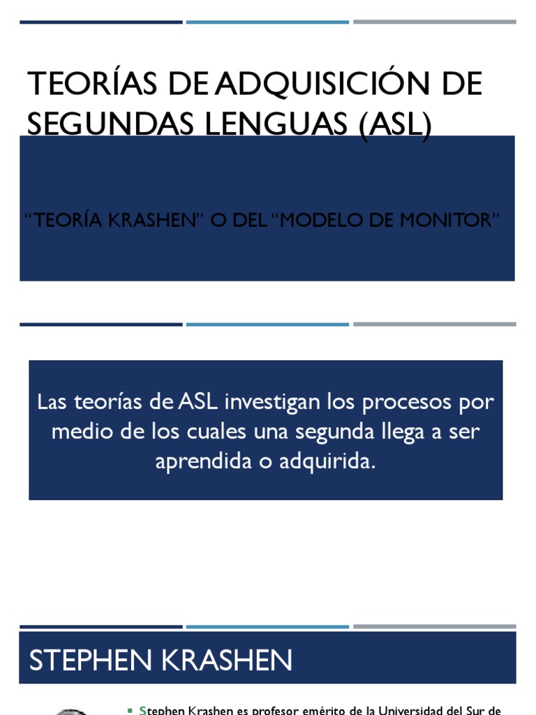 Teoría del Monitor de Krashen | PDF | Aquisición de idioma | Segundo ...