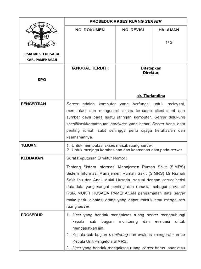 Prosedur Akses Ruang Server | PDF
