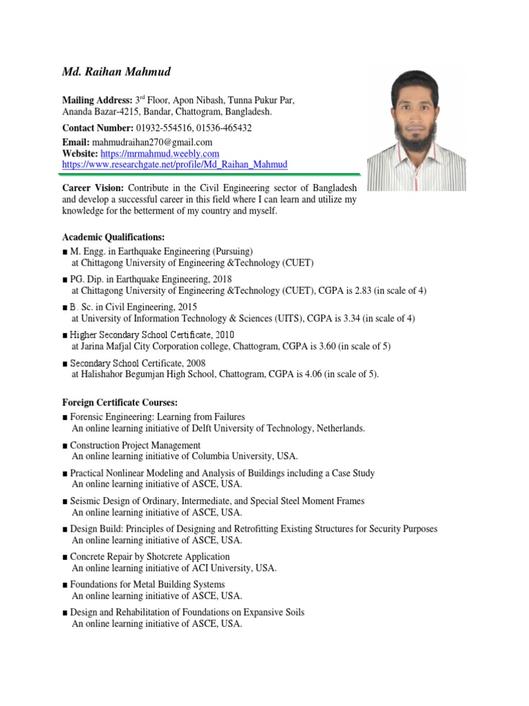Md. Raihan Mahmud: Mailing Address: 3 | Download Free PDF | Earthquake ...