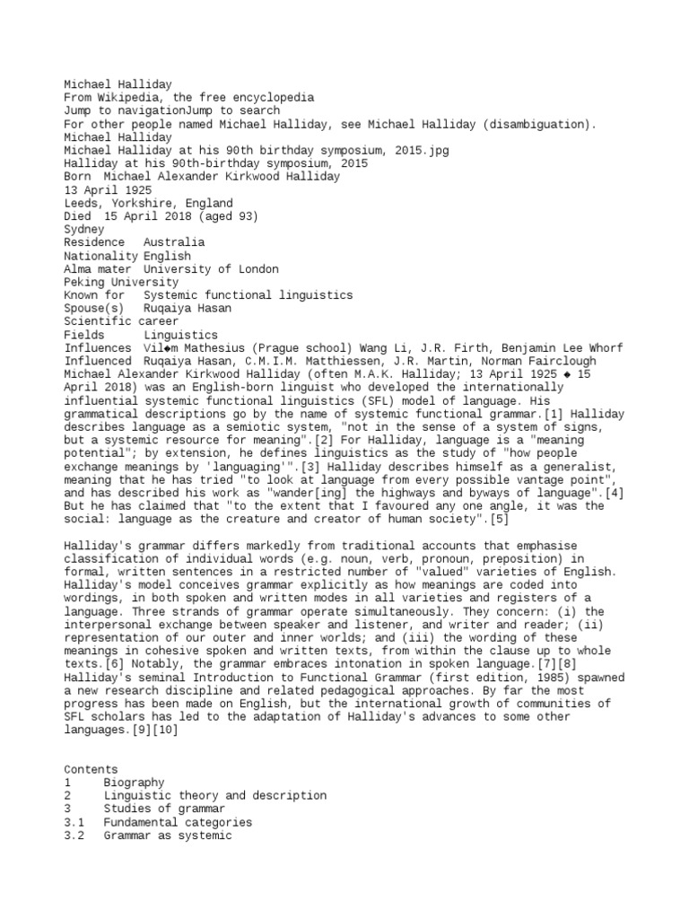 Michael Halliday | PDF | Linguistics | Human Communication