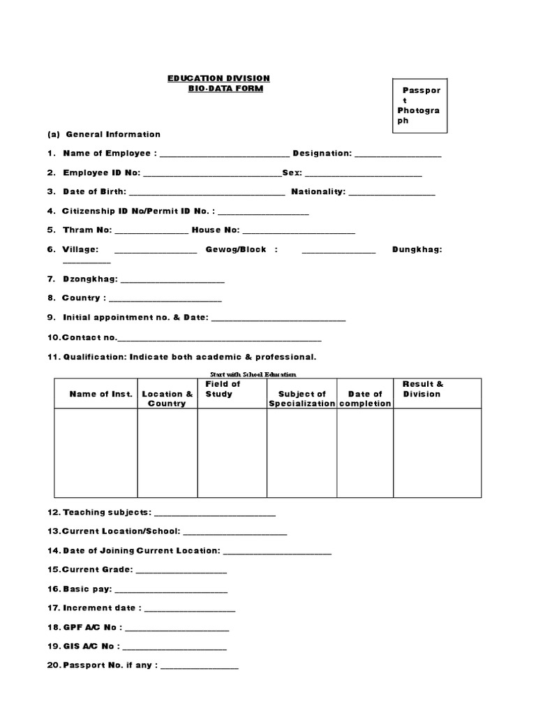 Biodata Form 222 | PDF | International Law | Social Institutions