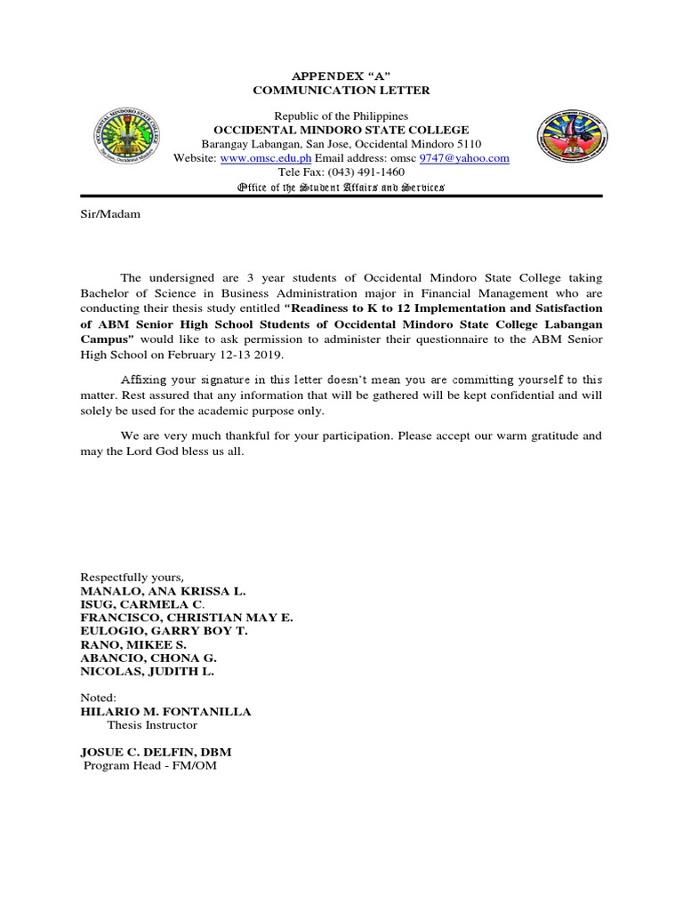 Communication Letter | PDF