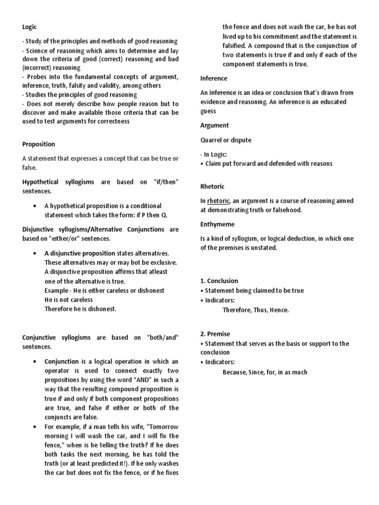 Logic | PDF | Argument | Inference