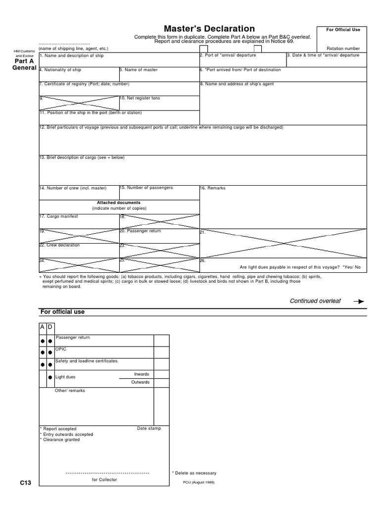 Master's Declaration: Part A General | PDF | Port | Business