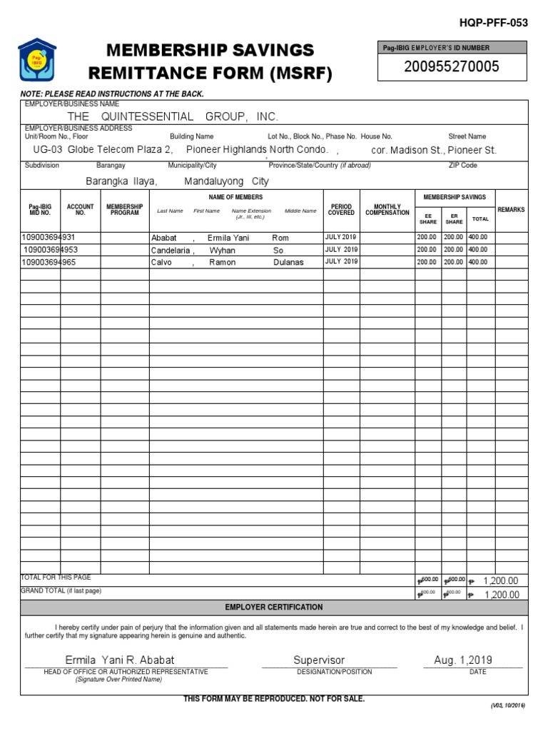 HDMF - Member'SContributionRemittance Form (New) | PDF | Employment ...