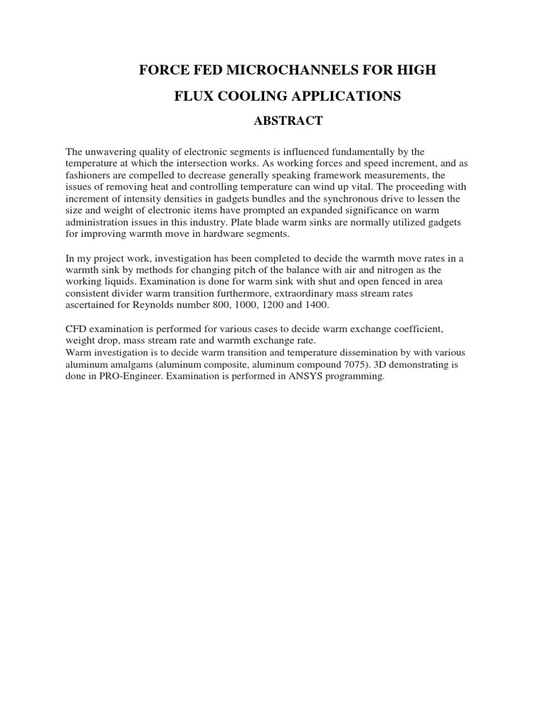 Force Fed Microchannels For High Flux Cooling Applications | PDF ...