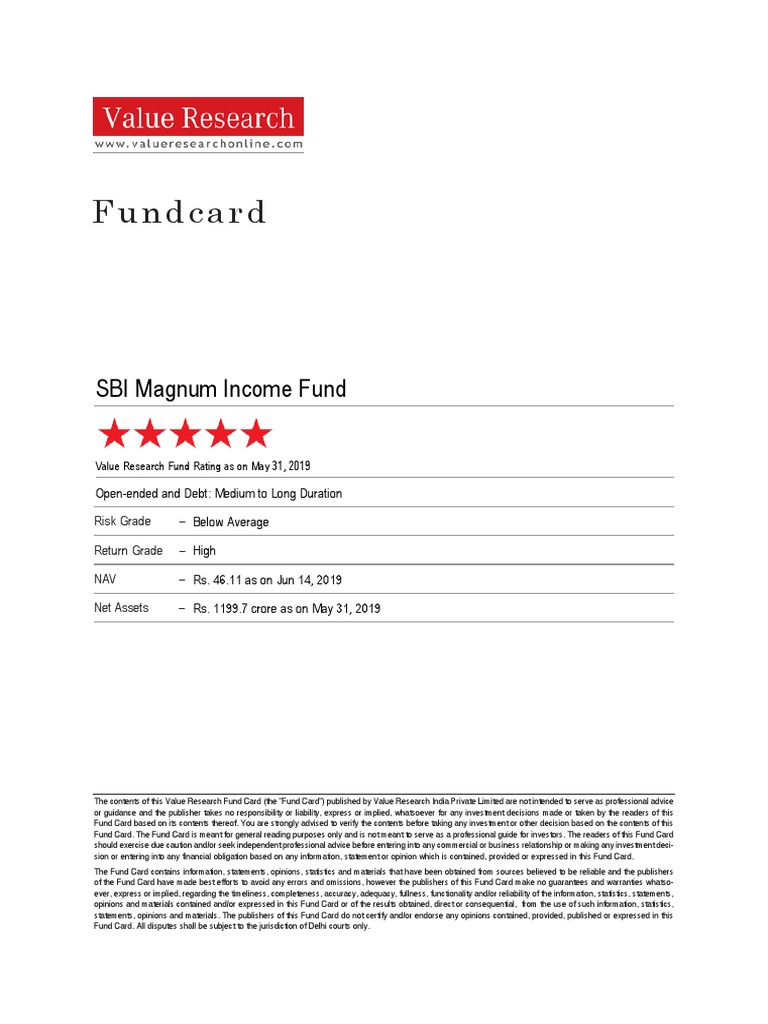 Fundcard: SBI Magnum Income Fund | PDF | Bonds (Finance) | Securities ...