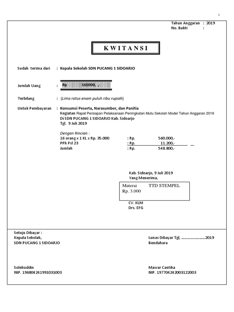 Contoh Kwitansi | PDF