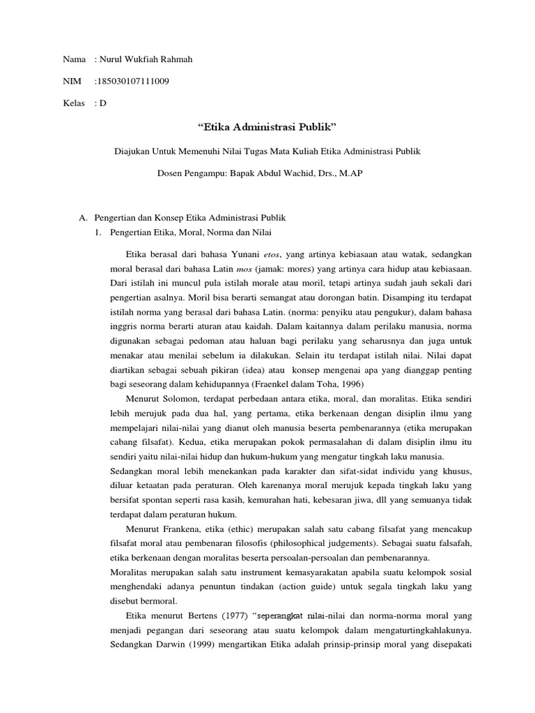 Etika Administrasi Publik | PDF | Karier & Perkembangan | Sains & Matematika