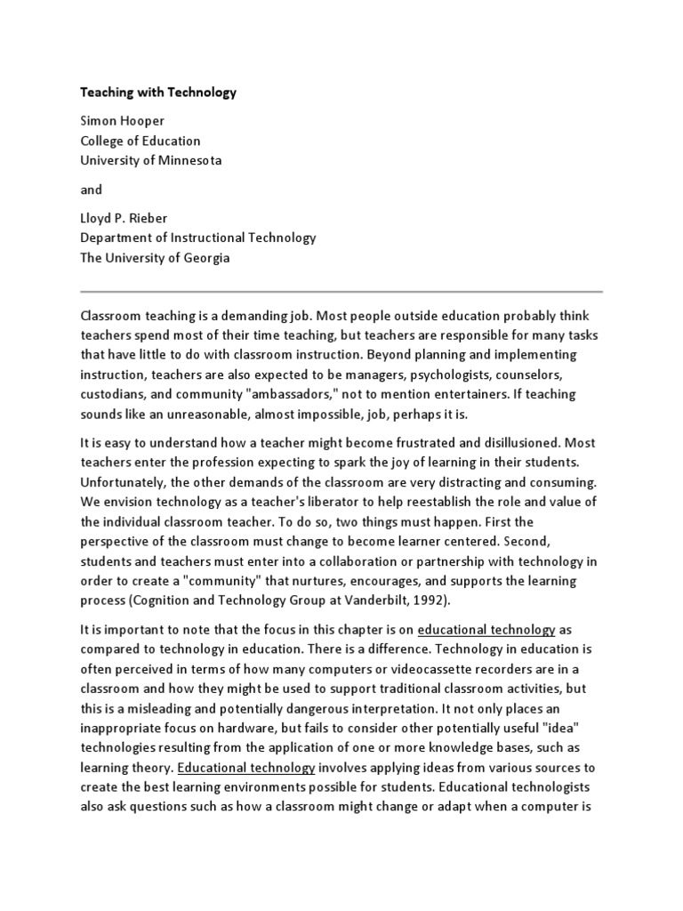 Educational Technology | PDF | Educational Technology | Teachers