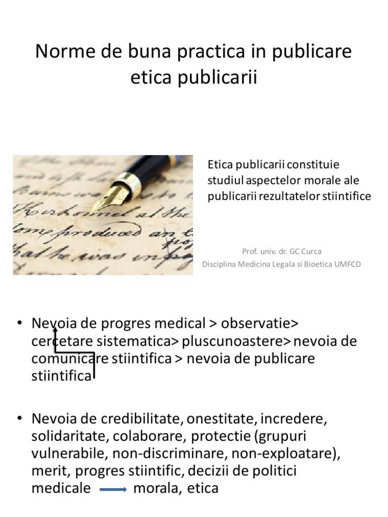Etica Publicarii DR Curca UMF Davila | PDF