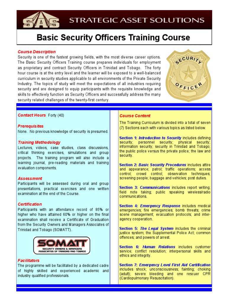 Basic Security Officers Training Course | PDF | Security Guard ...