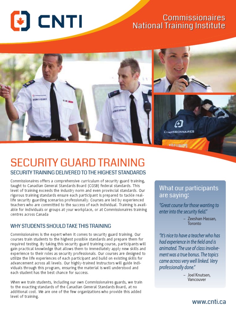 Security Guard Training: Commissionaires National Training Institute ...