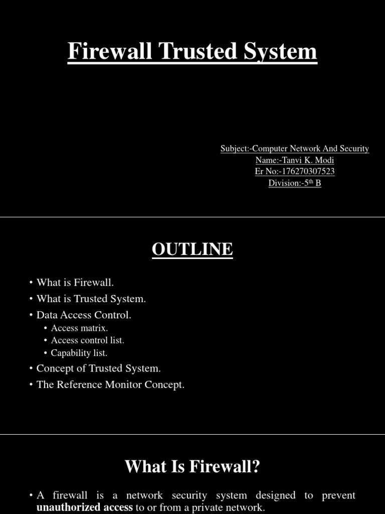 Firewall and Trusted System Overview | PDF | Access Control | Firewall ...
