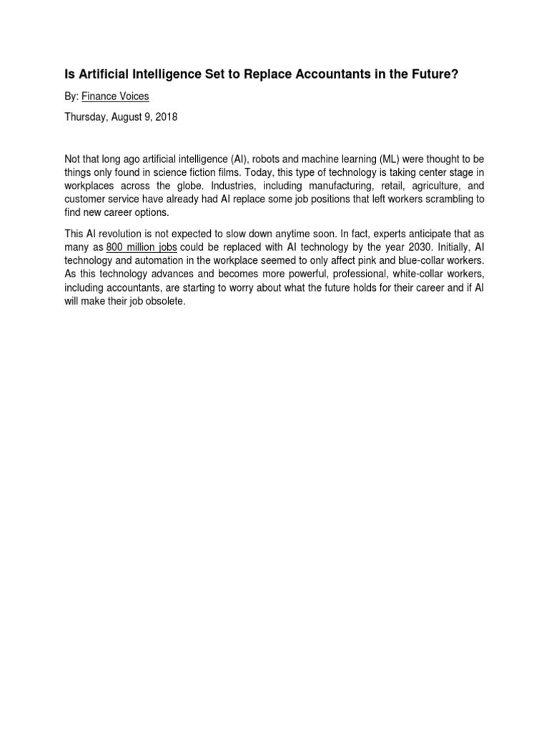 Intelligence Set To Replace Accountants | PDF