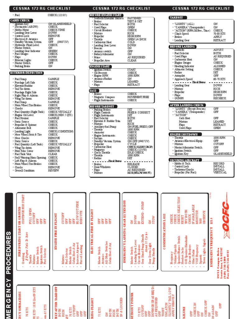 172RG Checklist and Emergency PDF | Download Free PDF | Carburetor ...
