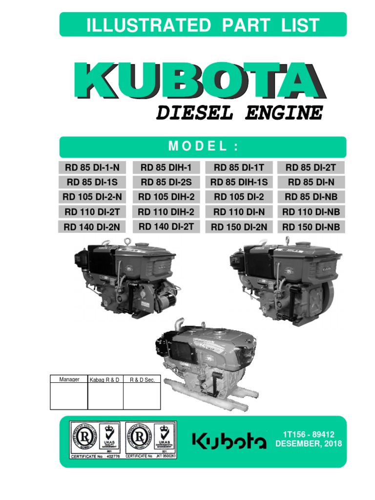Part List Kubota RD 85 - 150 | PDF | Vehicles | Systems Engineering