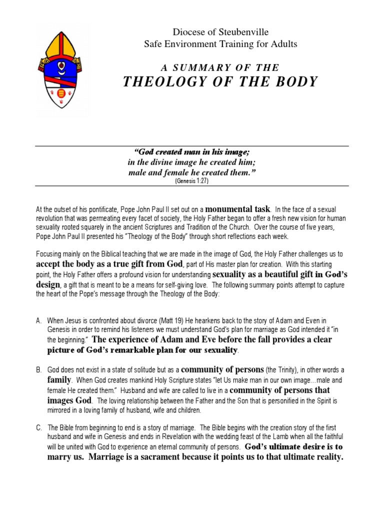 A Summary of The Theology of The Body | PDF | Lust | God
