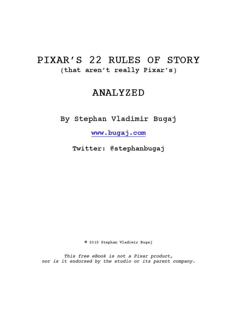 Pixar'S 22 Rules of Story Analyzed: by Stephan Vladimir Bugaj | PDF