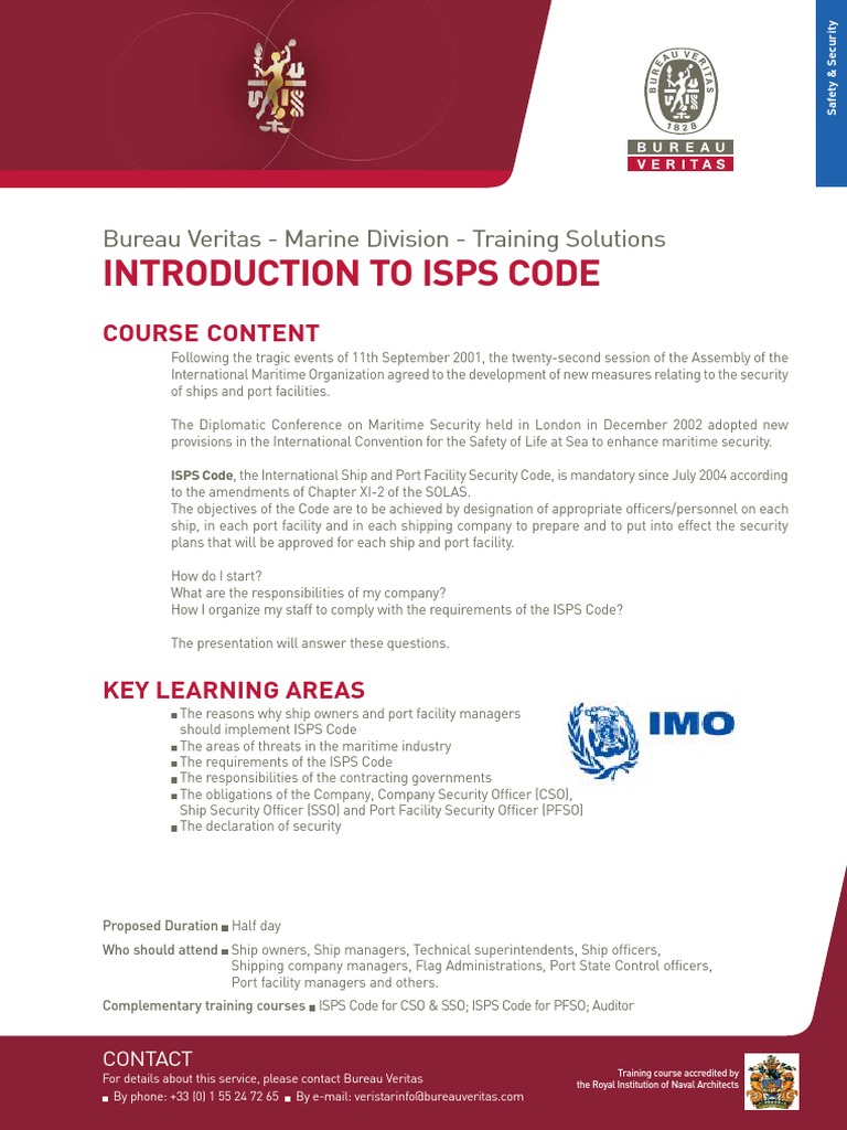 Introduction To Isps Code: Bureau Veritas - Marine Division - Training Solutions | PDF | Water ...