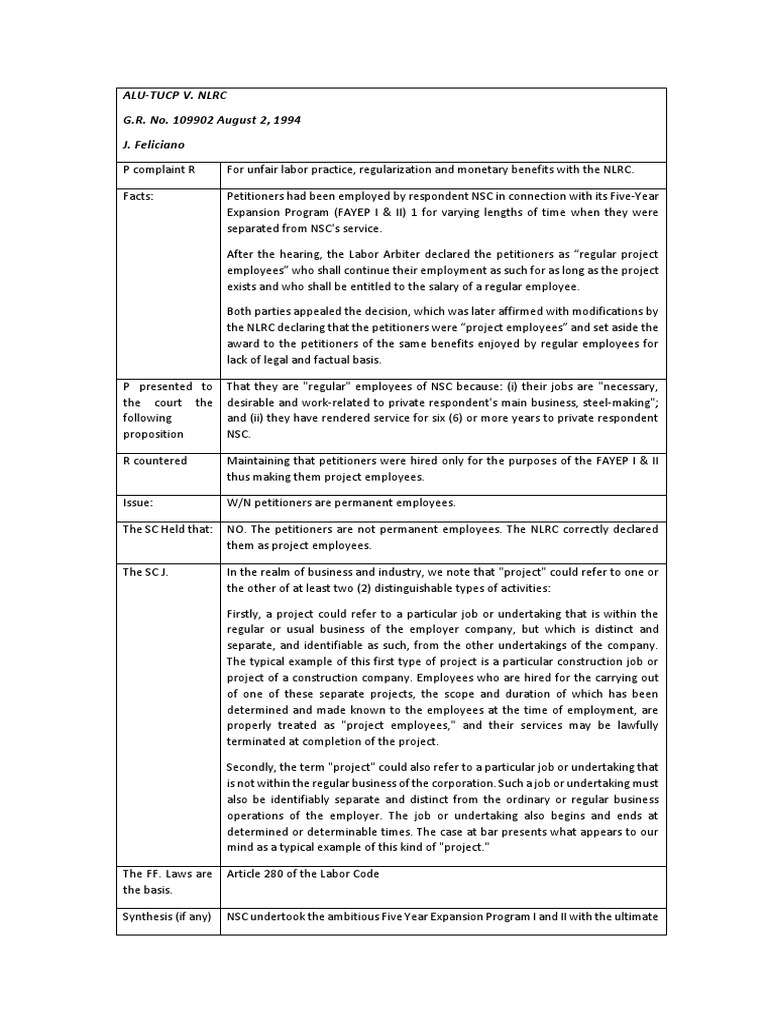 Alu-Tucp v. NLRC | PDF | Employment | Government