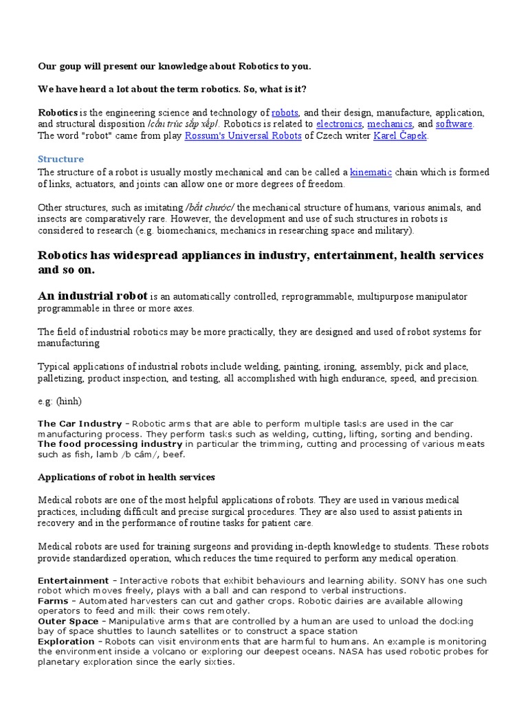 Robotics Pdf Robot Robotics