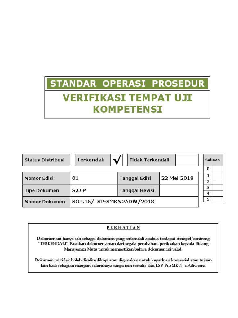 SOP Verifikasi Tempat Uji Kompetensi | PDF