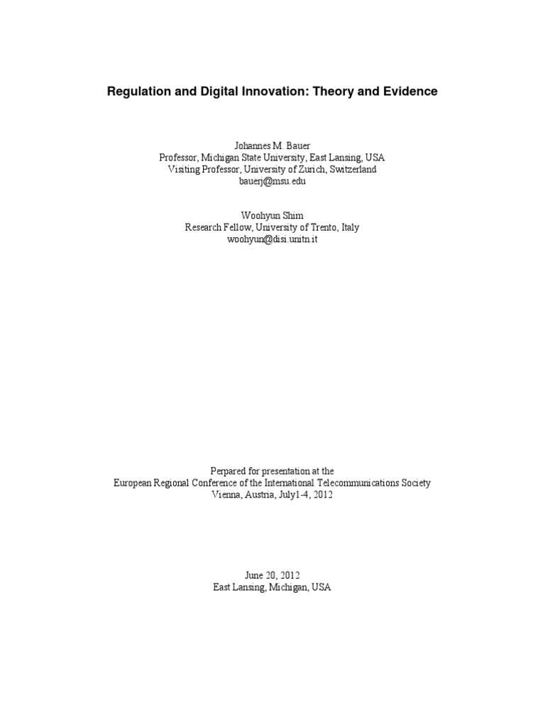 Regulation and Digital Innovation: Theory and Evidence | PDF ...