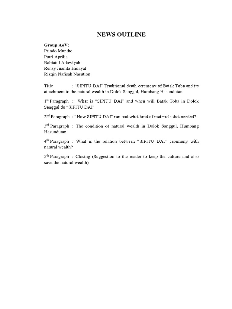 News Outline: Group Aov | PDF | Ceremonies