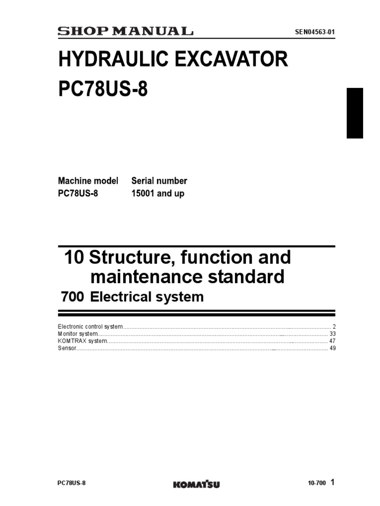 PC78US-8 Electrical System | PDF | Valve | Throttle