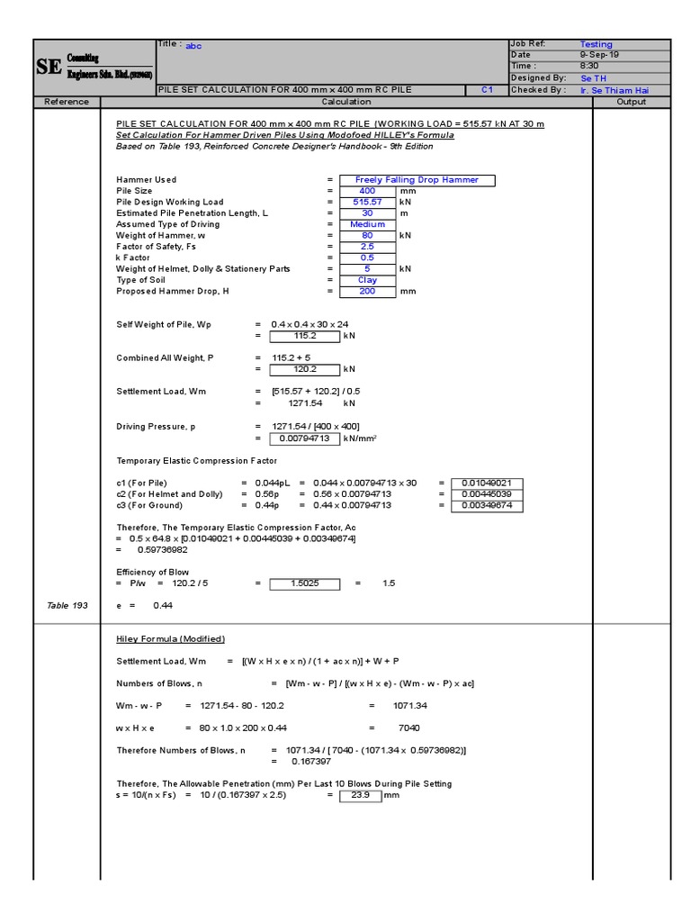 Pile Set Calculation | PDF | Deep Foundation | Structural Engineering