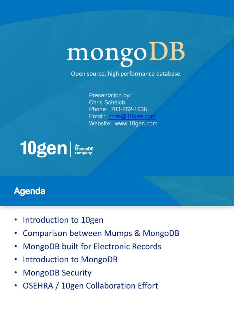 Open Source, High Performance Database: Presentation By: Chris Scheich ...
