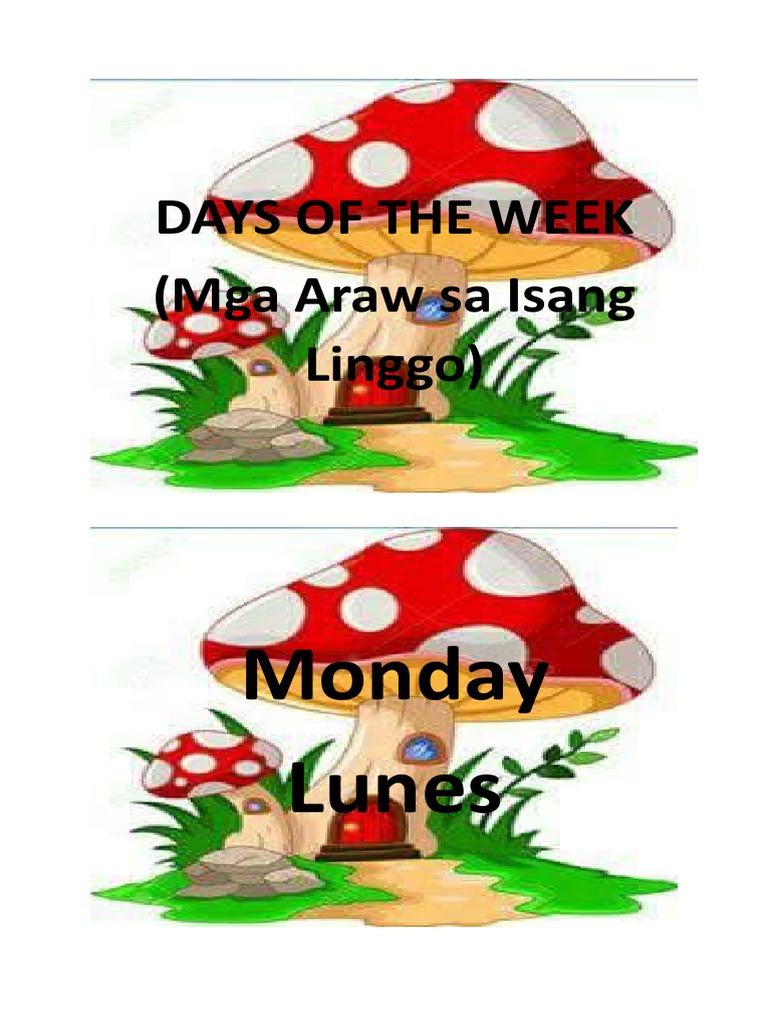 Days of The Week (Mga Araw Sa Isang Linggo) : Monday Lunes | PDF