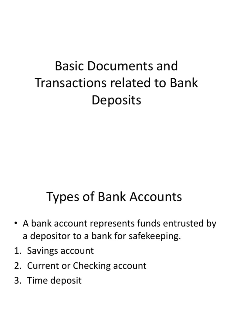 Basic Documents and Transactions Related To Bank Deposits | PDF