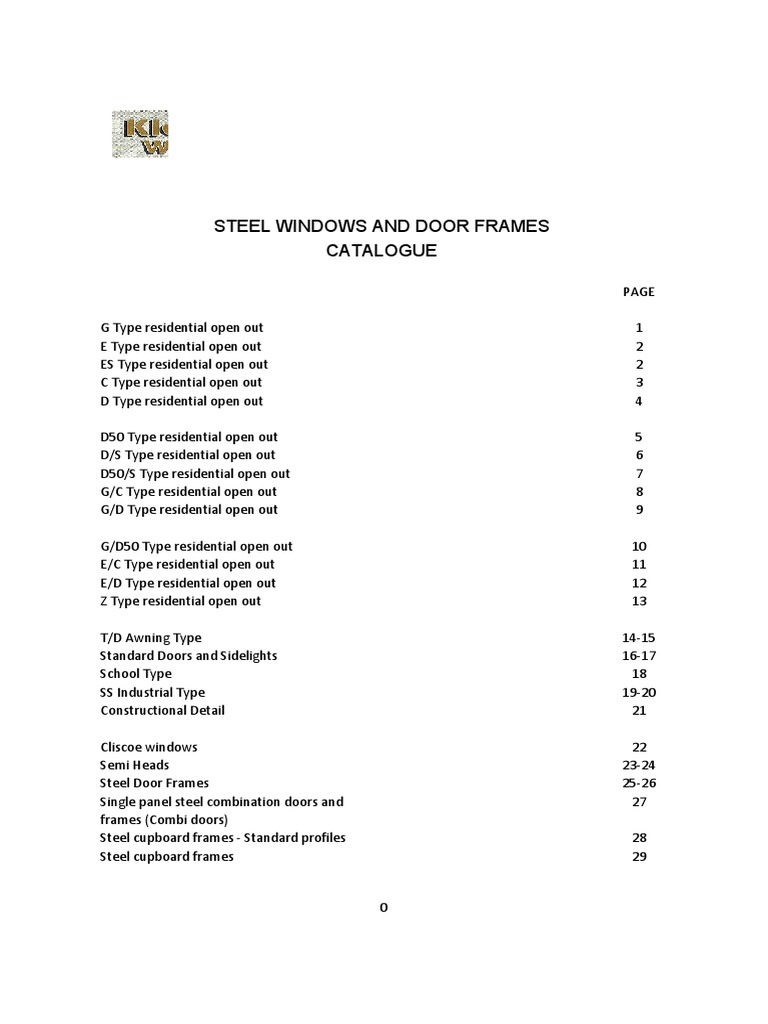 Steel Windows and Door Frames Catalogue | Download Free PDF ...