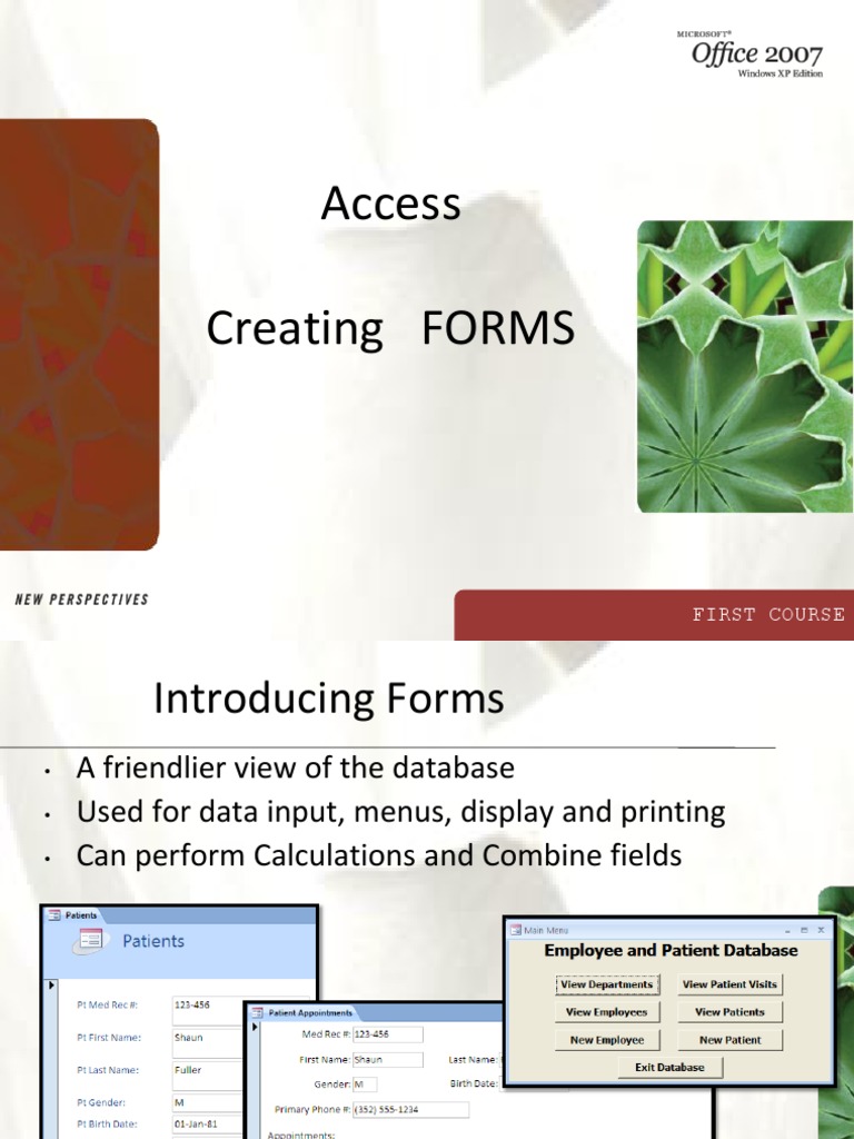 Access Creating FORMS: First Course | Download Free PDF | Windows Xp ...