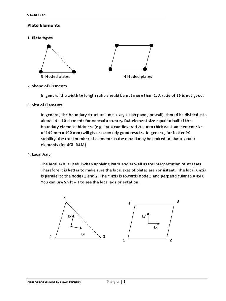 STAAD Pro Plate Element Guide | PDF | Cartesian Coordinate System ...