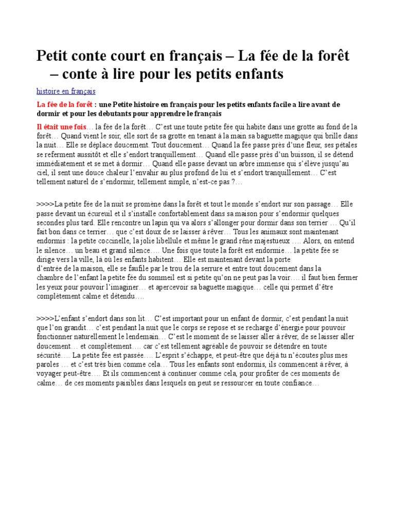 La fée de la forêt : conte pour enfants | PDF | Fées | Sommeil
