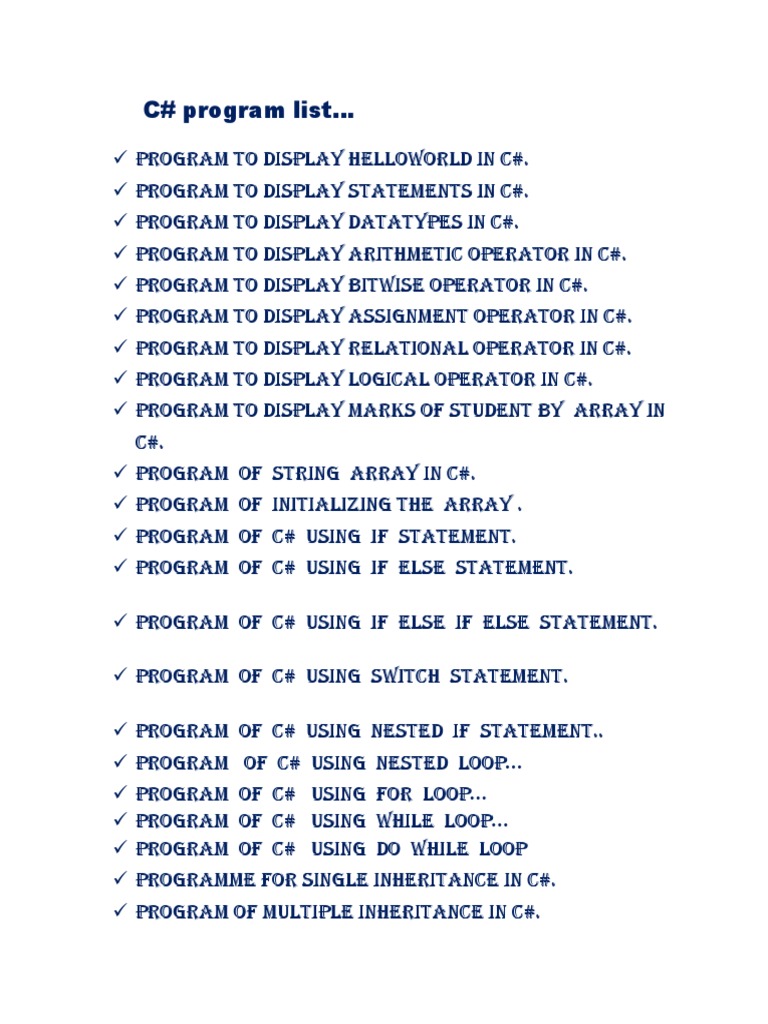 C# Prglist | PDF | Teaching Methods & Materials | Computers