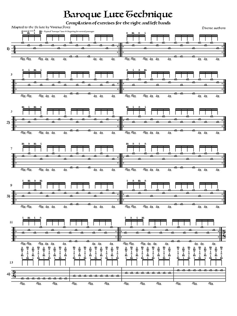Baroque Lute Technique | PDF | String Instruments | Thumb