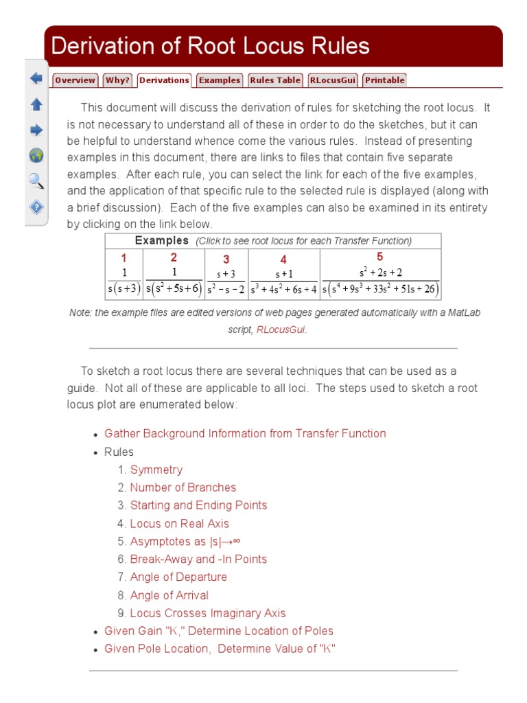 Derivation of Root Locus Rules: Examples | PDF | Zero Of A Function | Complex Number