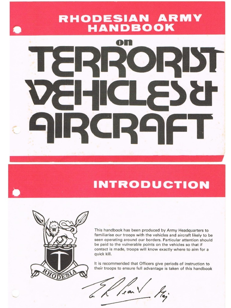 Rhodesian Army Handbook: Enemy Vehicles and Aircraft | PDF